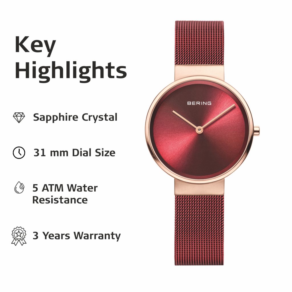 Bering Red Analog Watch For Women 14531-363 - Bering Time